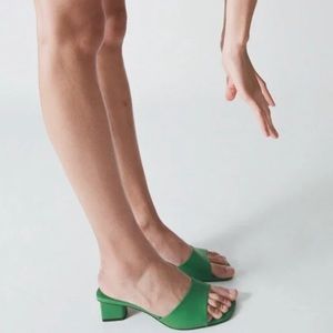 Zara | Shoes | Zara Green Block Heels | Poshmark